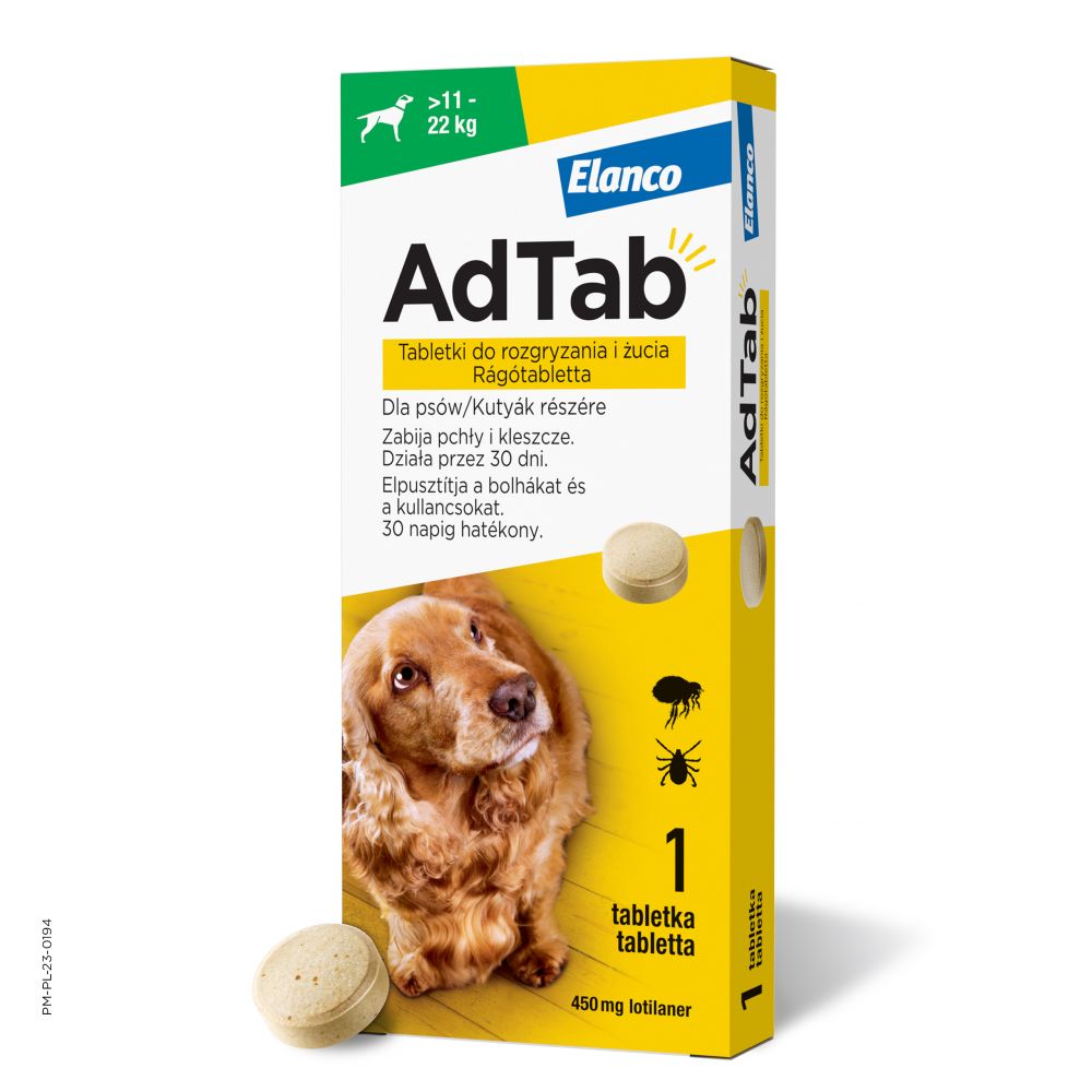 AdTab Dog Tabletka Na Pchły i Kleszcze Dla Psa 450 Mg 11-22 kg – Zoopers.pl